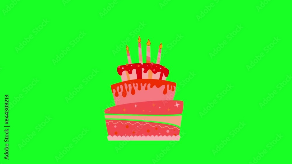Birthday cake animation. cake animation. green screen background. happy ...