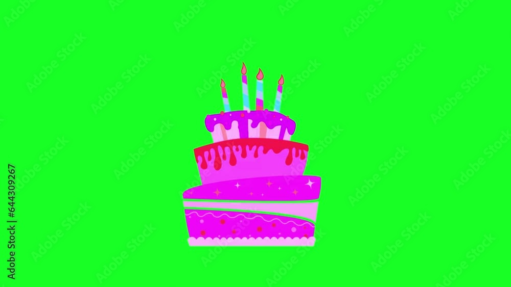 Birthday cake animation. cake animation. green screen background. happy ...