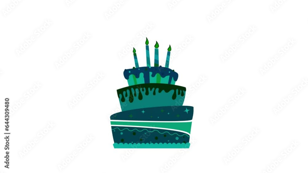 Birthday cake animation. cake animation. whitescreen background. happy ...