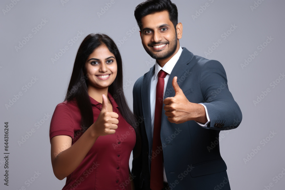 Picture of man and woman showing their approval by giving thumbs up ...