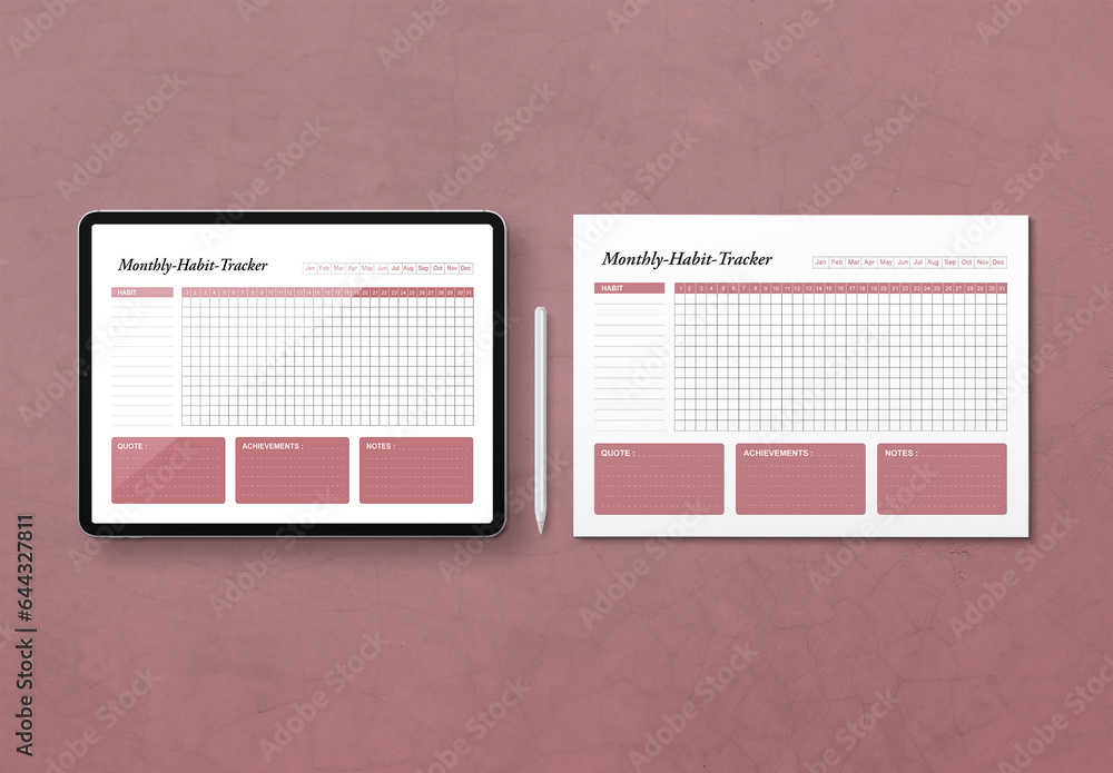 Monthly Habit Tracker Design Stock Template | Adobe Stock
