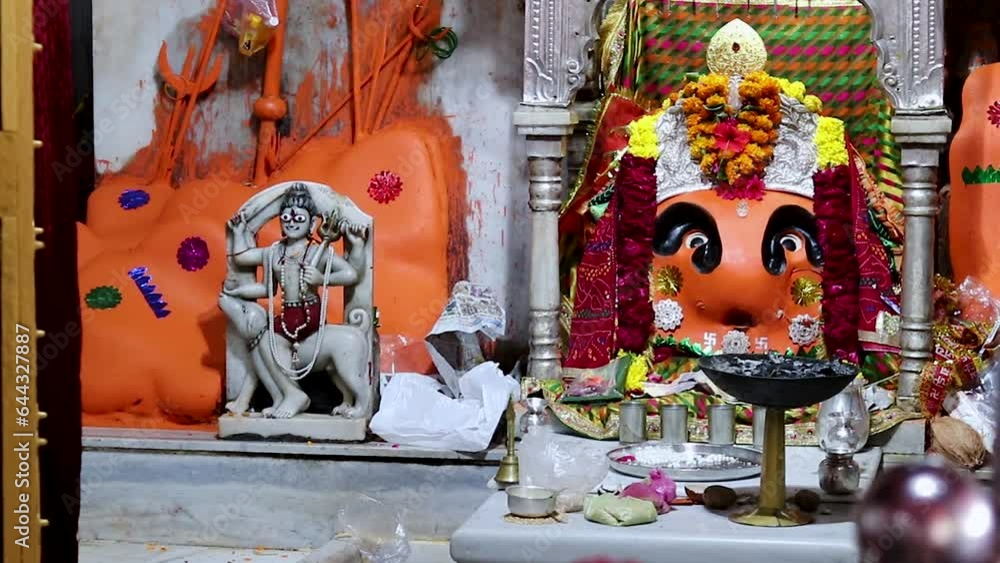 hindu goddess Shri Chamunda Mata statue at ancient temple from ...