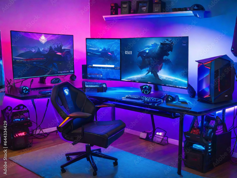 Epic Gaming Battlestation Digital Backgrounds, Generative AI Stock-Foto ...