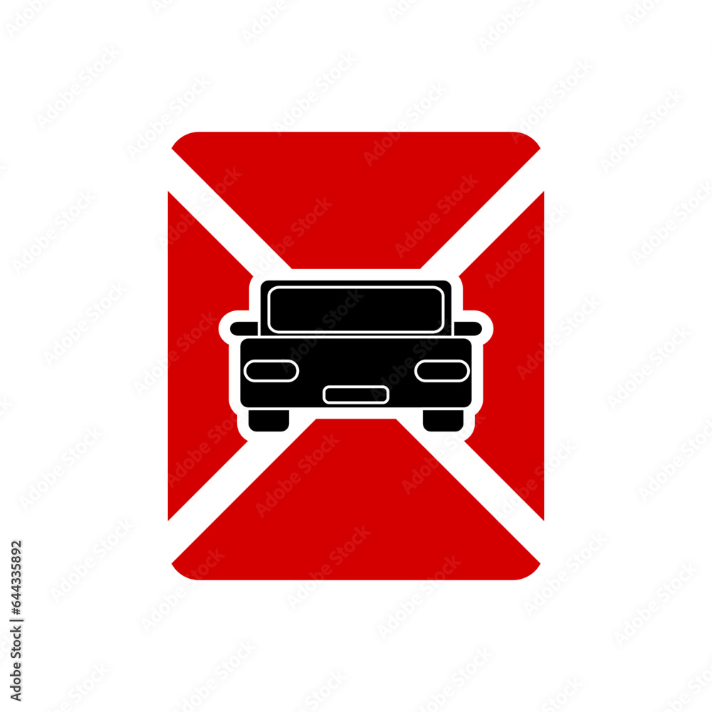 No Car Allowed prohibited sign in red and black flat icon style ...