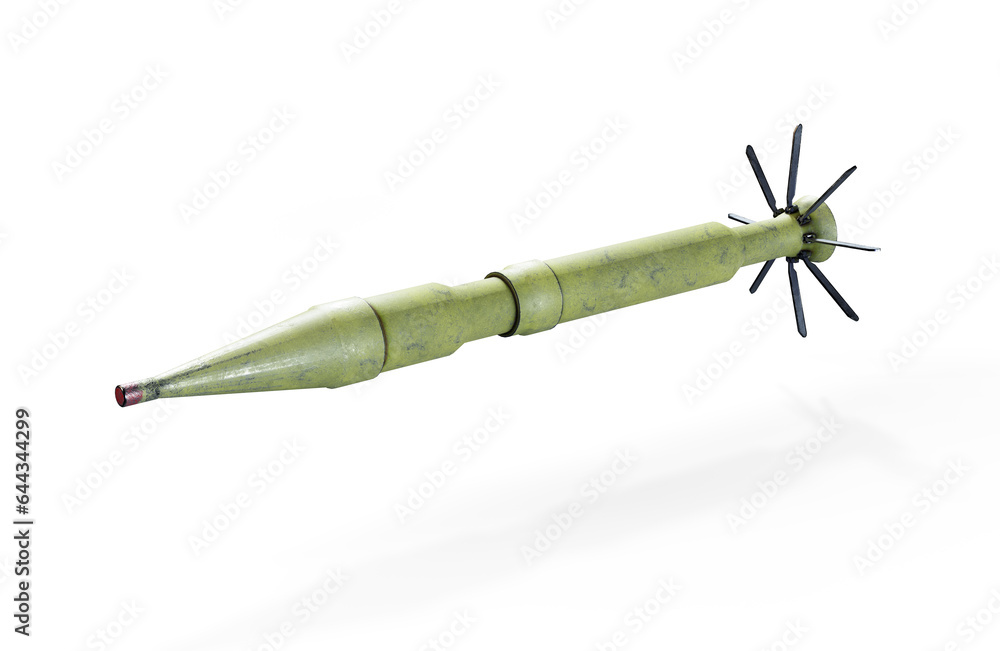 Anti-tank guided missile with rockets. 3D rendering isolated on white ...