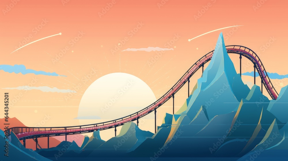 Minimalistic 2D Illustration of a Stock Market Roller Coaster: A ...
