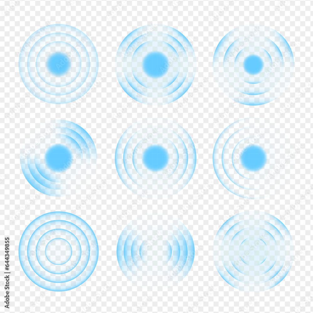 Transparent sound waves set. Sonic resonance, radio frequency, energy ...