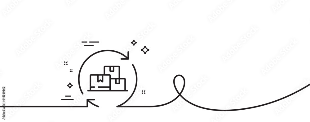 Delivery change line icon. Continuous one line with curl. Package ...
