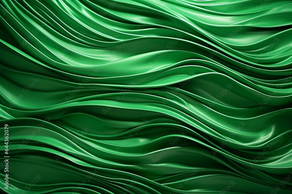 Dynamic backdrop featuring rippling waves of green metallic texture ...