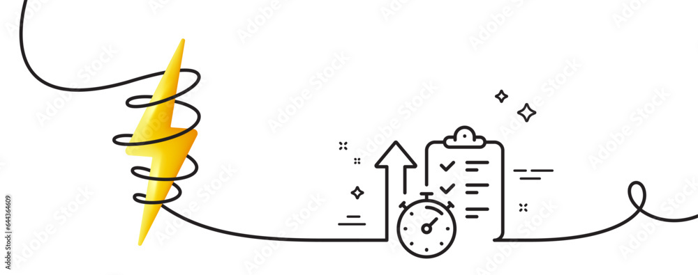 Timer line icon. Continuous one line with curl. Stopwatch time results ...