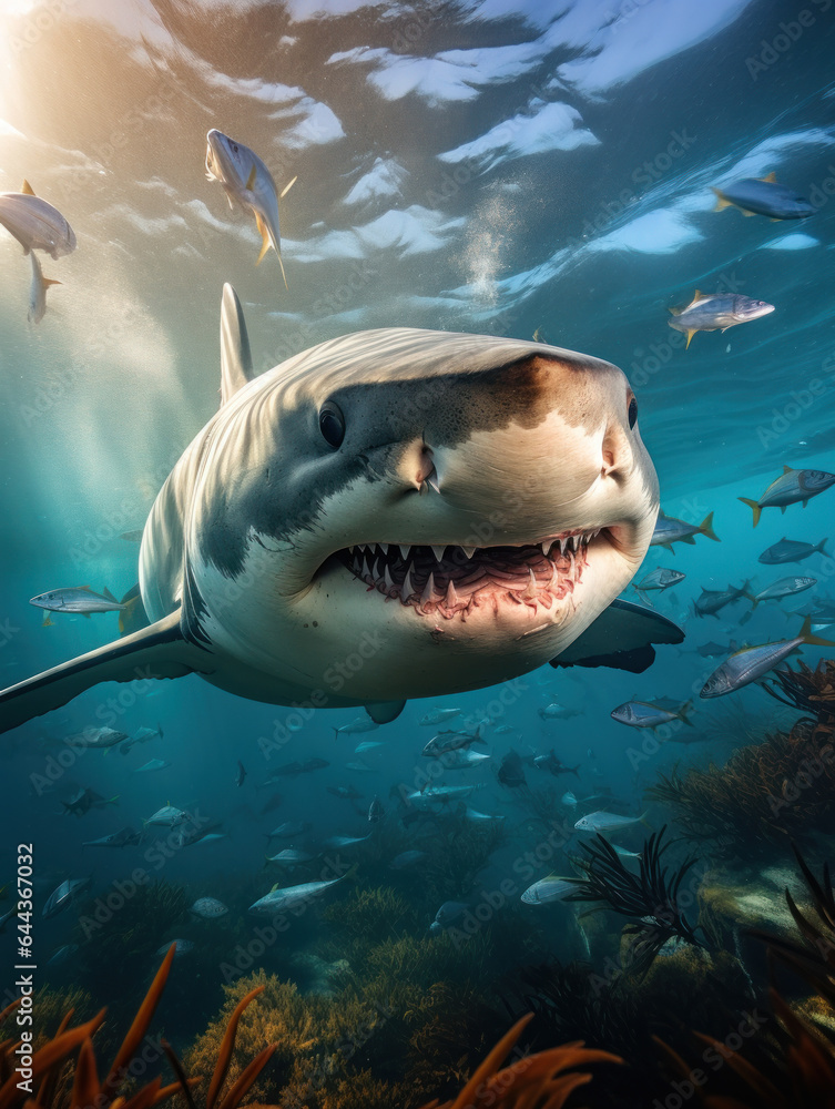 Shark in its Natural Habitat, Wildlife Photography, Generative AI Stock ...