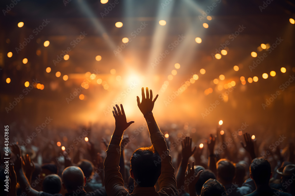 crowd of people dancing at concert Stock Photo | Adobe Stock