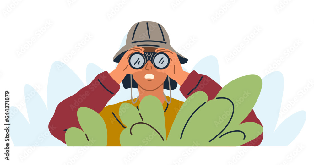 Spying, observing and sneaking. Vector illustration. Characters peeping ...