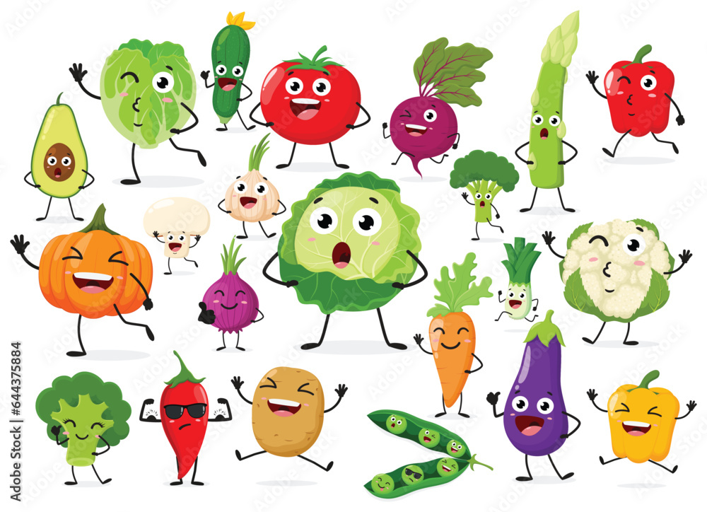 Cute vegetable cartoons ,isolated on white background Stock Vector ...