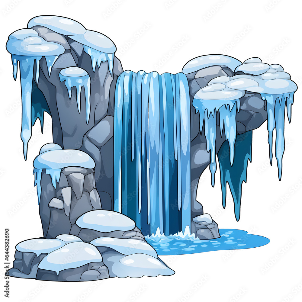 cartoon frozen waterfall clipart, transparent background Stock ...