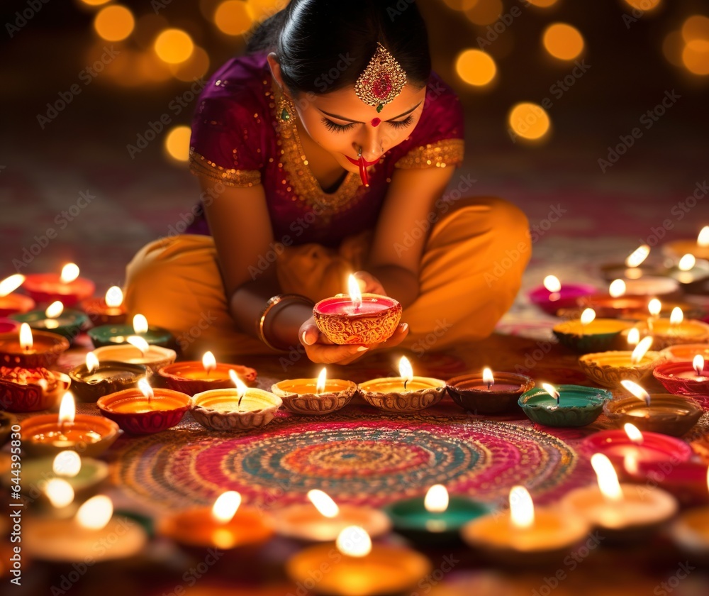 Happy Diwali Festival Multi color decorative Diya for Diwali ...