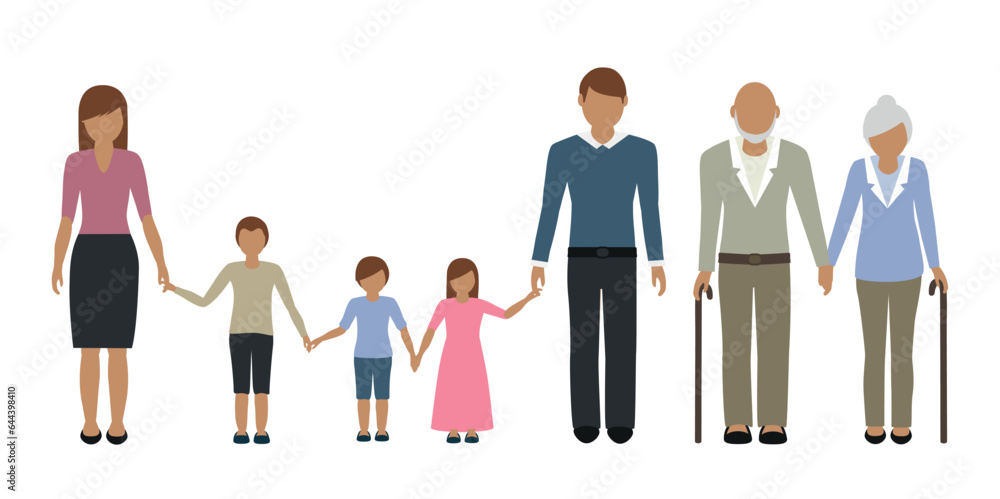 multi-generation family characters mother father children grandma ...