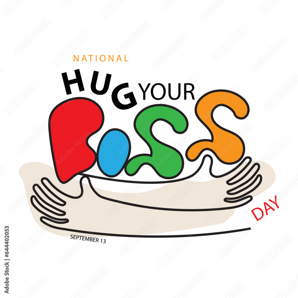 National Hug Your Boss Day on september 13, with concept vector ...