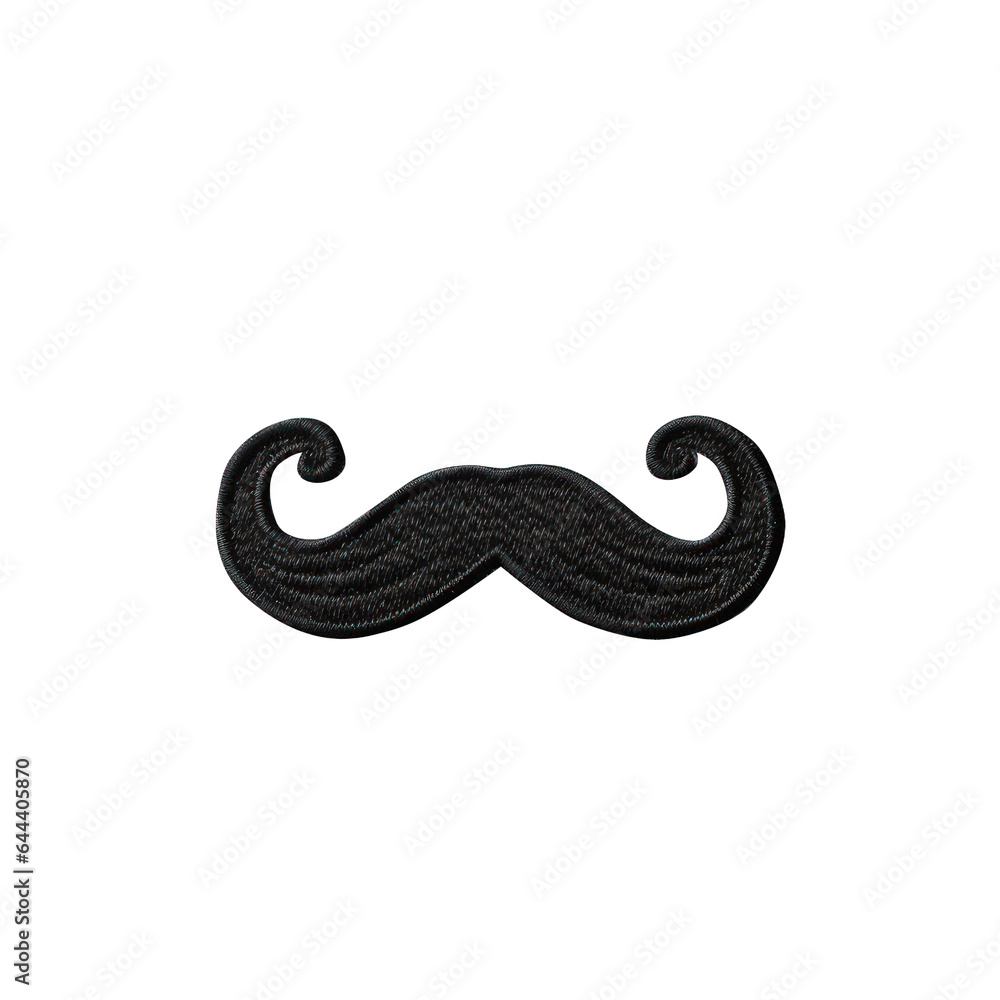 moustache embroidered patch badge on isolated transparent background ...