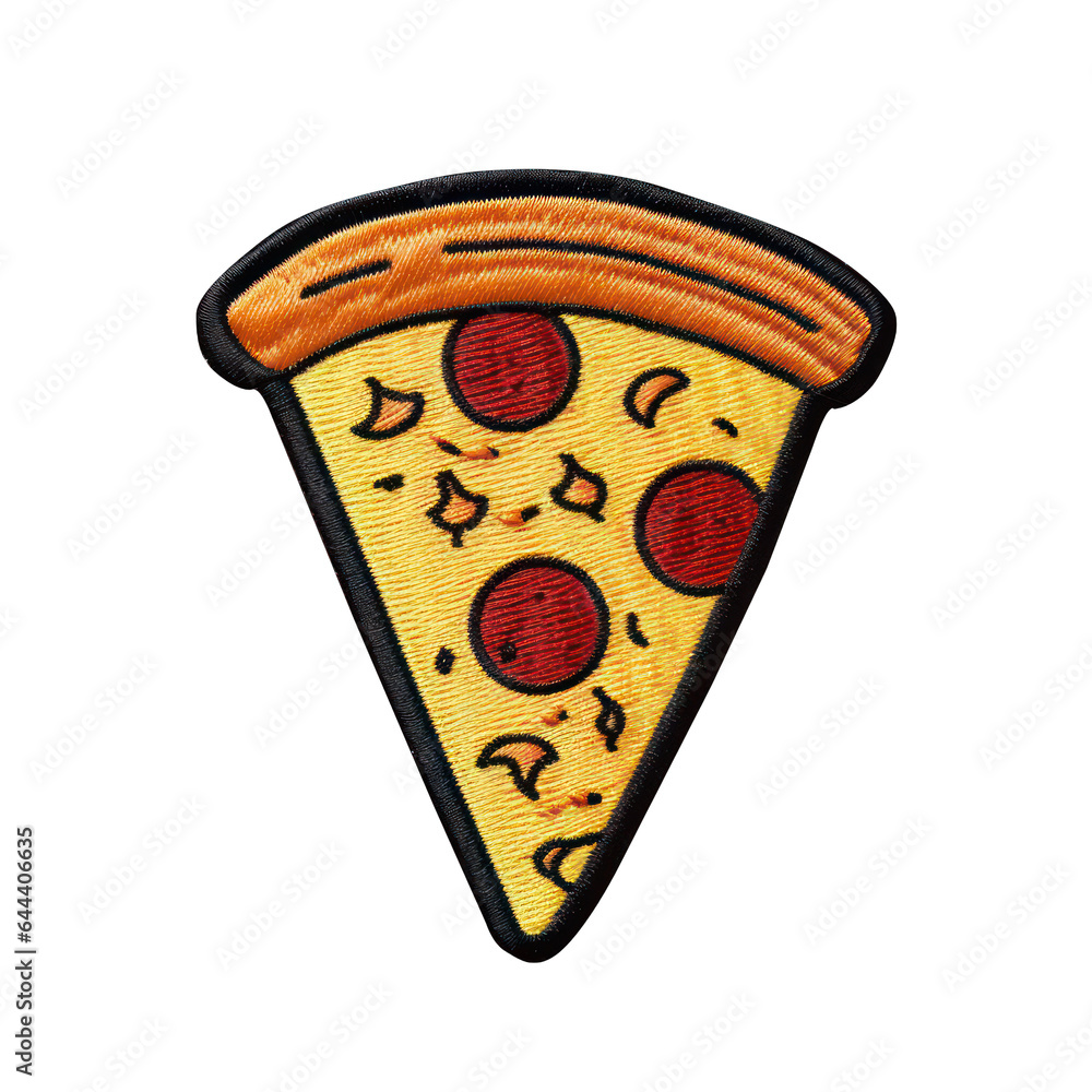 pizza slice embroidered patch badge on isolated transparent background ...