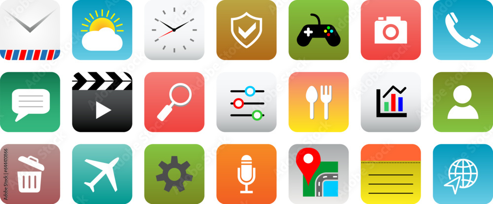 User Interface Icons. Editable colorful line art style, editable file ...
