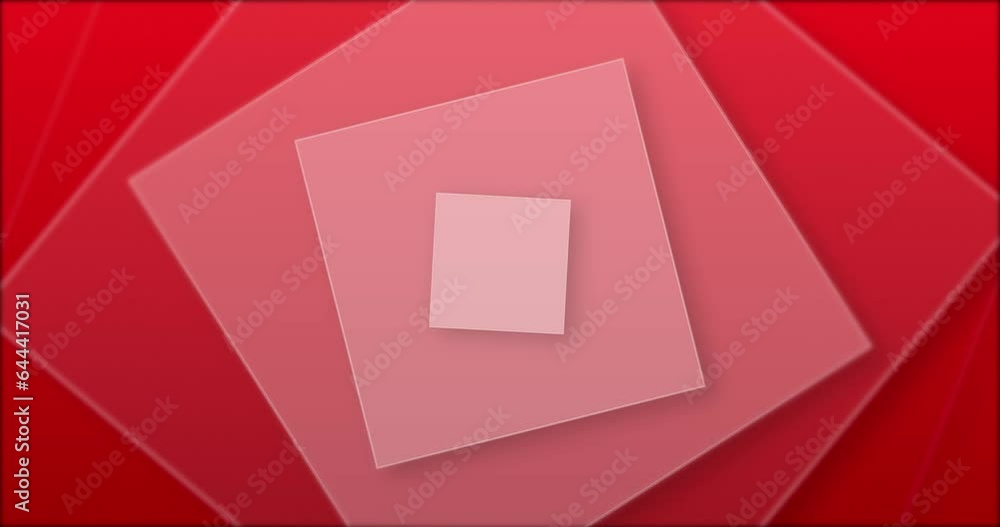 Red color Growing rotating squares. Abstract Glassmorphism animation ...