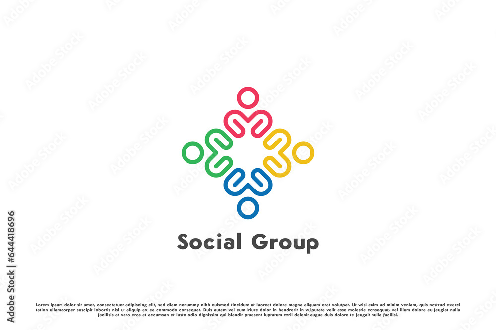 Social group community template logo design illustration. Silhouette of ...