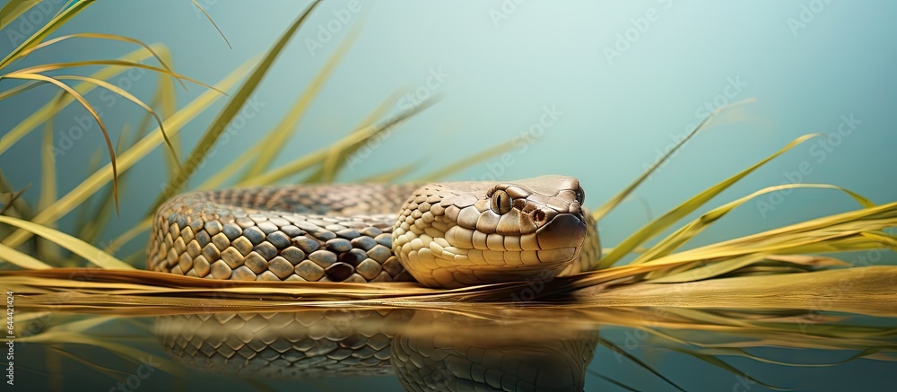 Non venomous Rat snakes slithering on bamboo showcasing beautiful skin ...