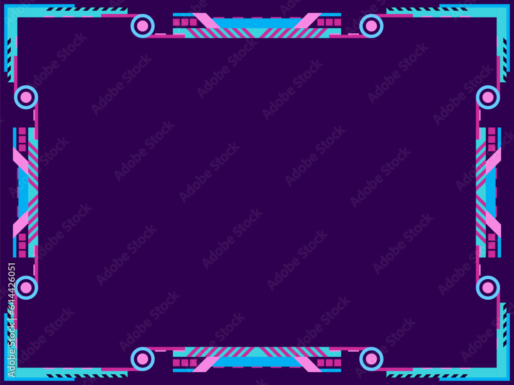 Cyberpunk frame. Linear border in futuristic cyberpunk and virtual ...