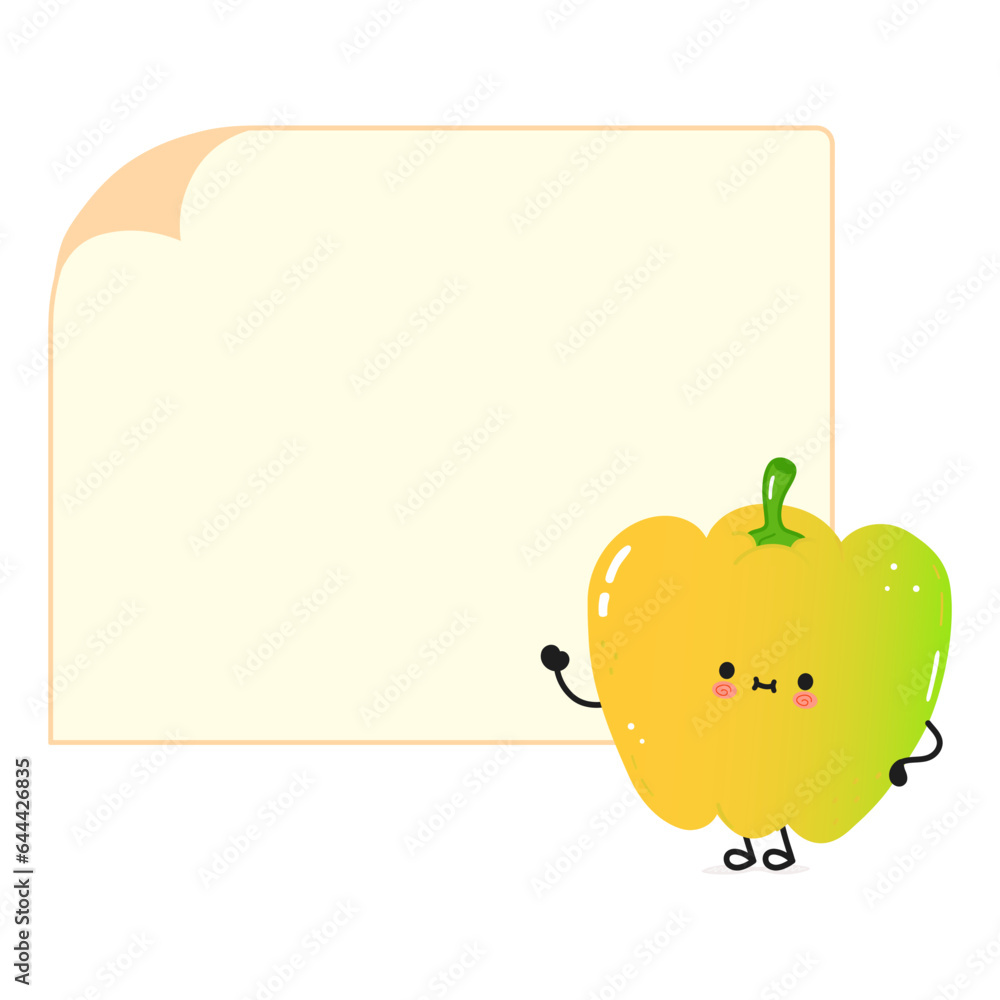 Colored bell pepper poster character. Vector hand drawn cartoon kawaii ...
