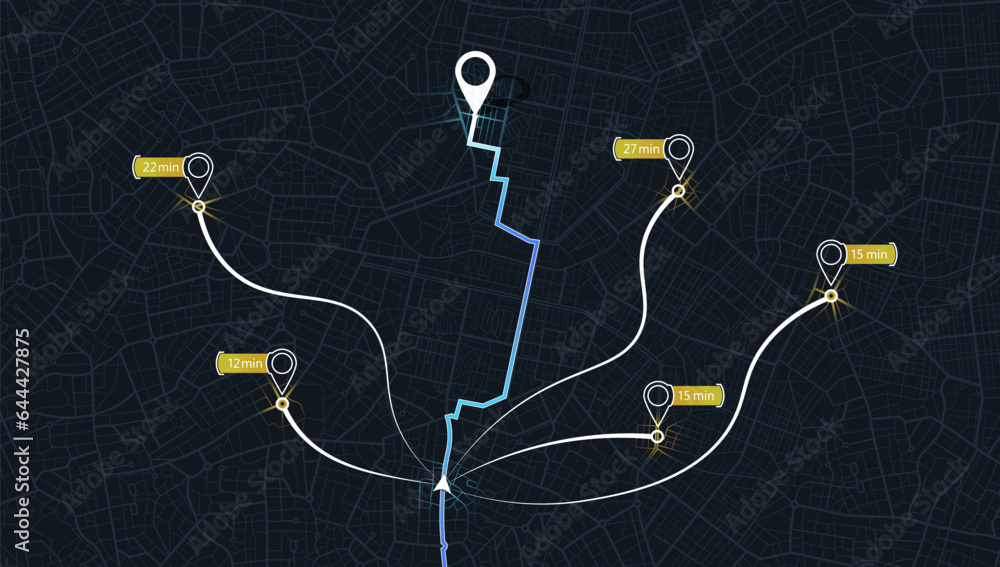 GPS navigator screen. Geometric element, online navigation. Time to ...