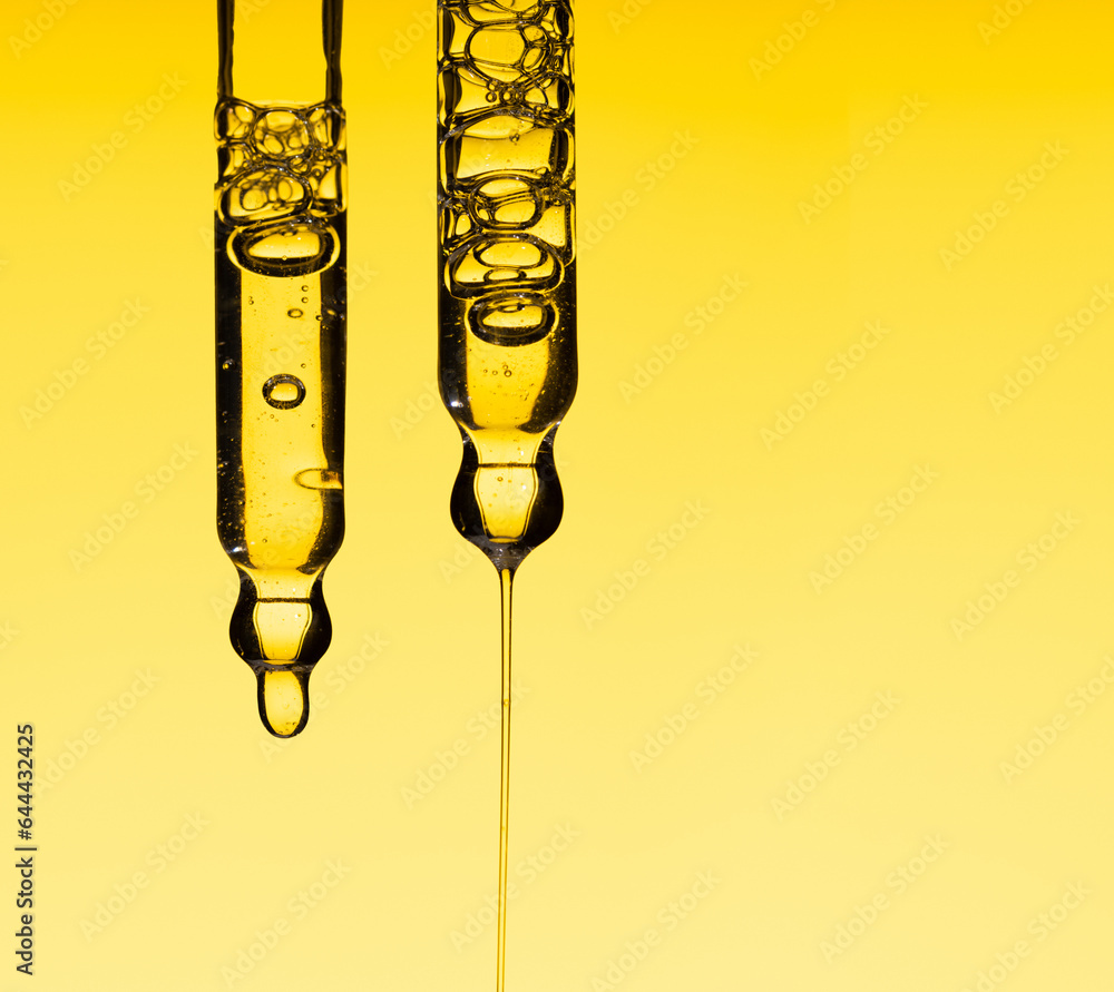 Set pipette serum drop with clear liquid oil, hyaluronic or Aha Bha ...