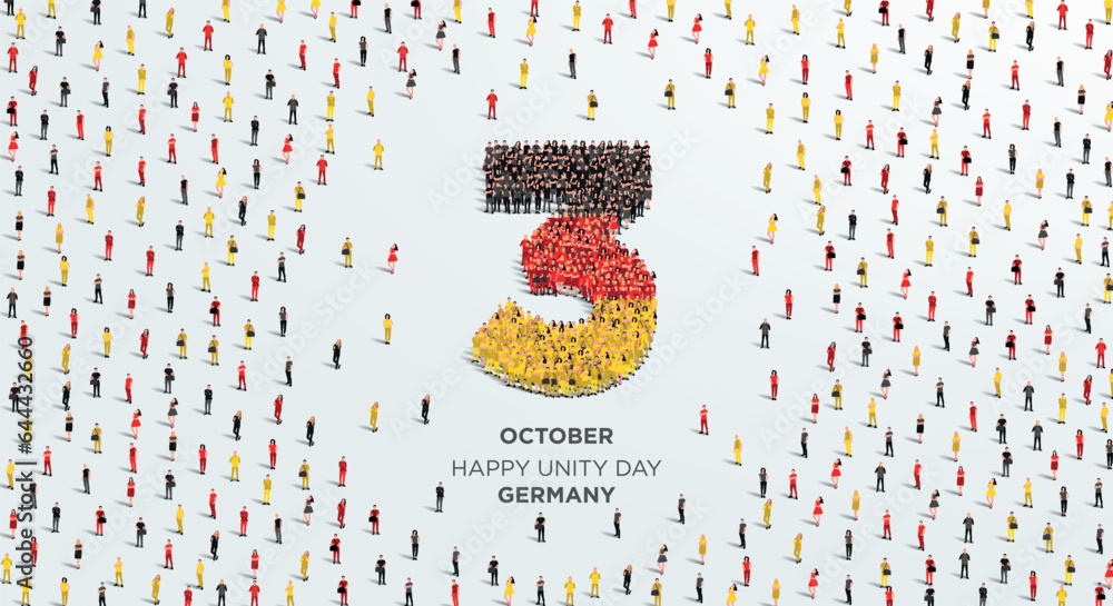 Vetor de Happy Unity Day Germany. A large group of people form to ...