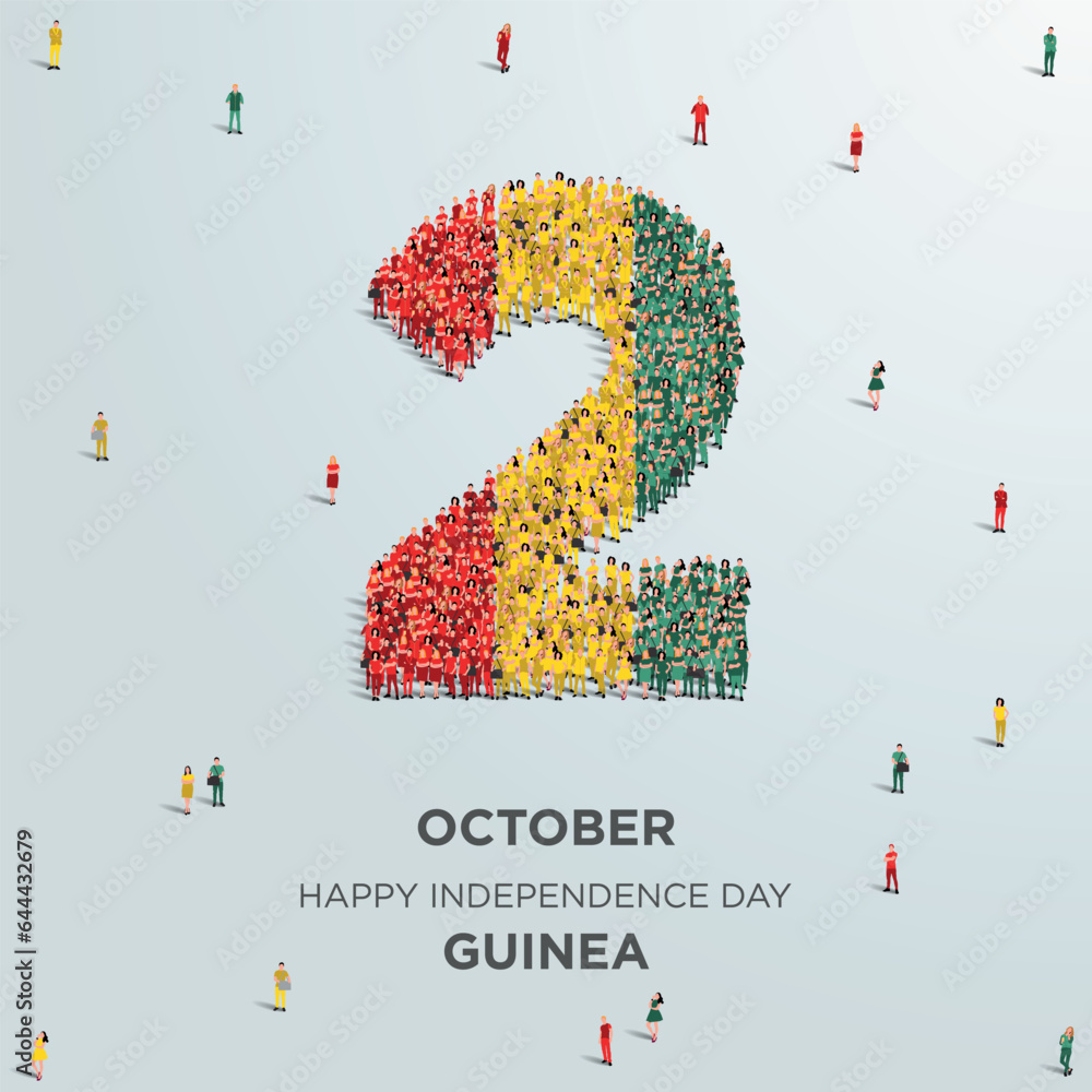 Happy Independence Day Guinea. A large group of people form to create ...