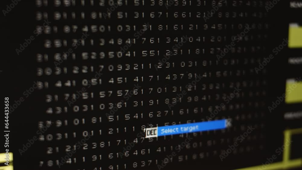 Encrypted data process visual, symbols. numbers and letters - cryptography data black video ...