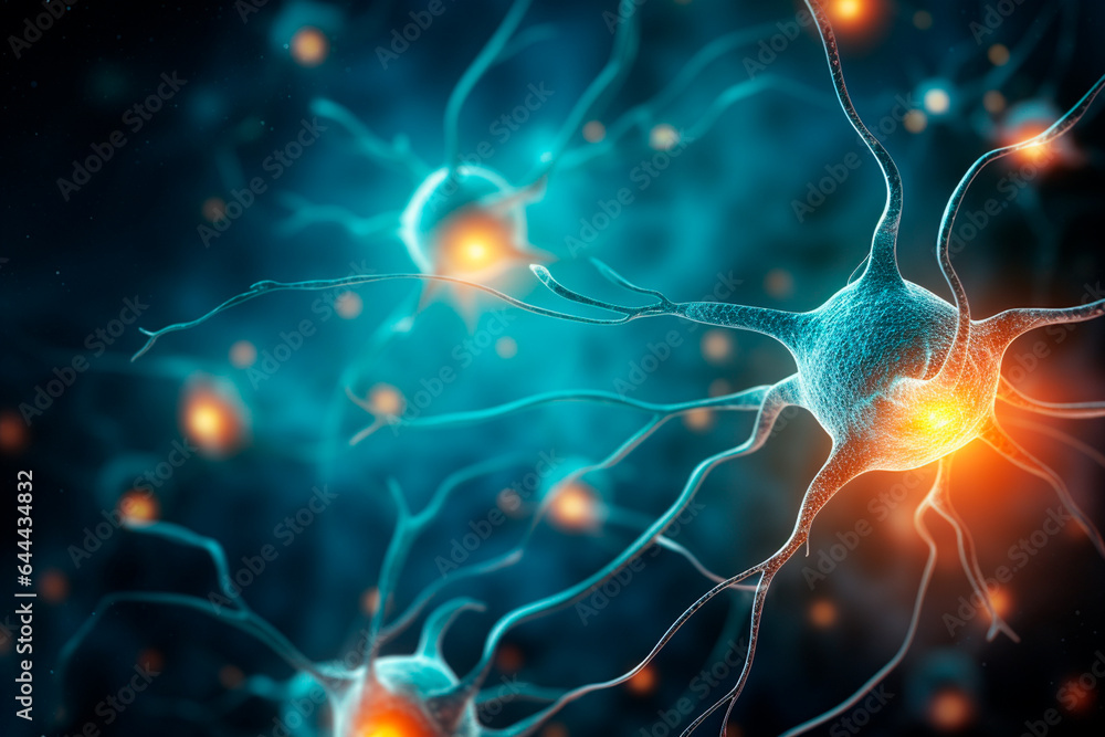 Neuronas, células cerebrales, fondo médico. AI Generative Stock ...