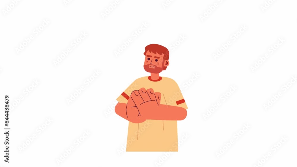 Sportswear man applause hands 2D character animation. Cheering up ...