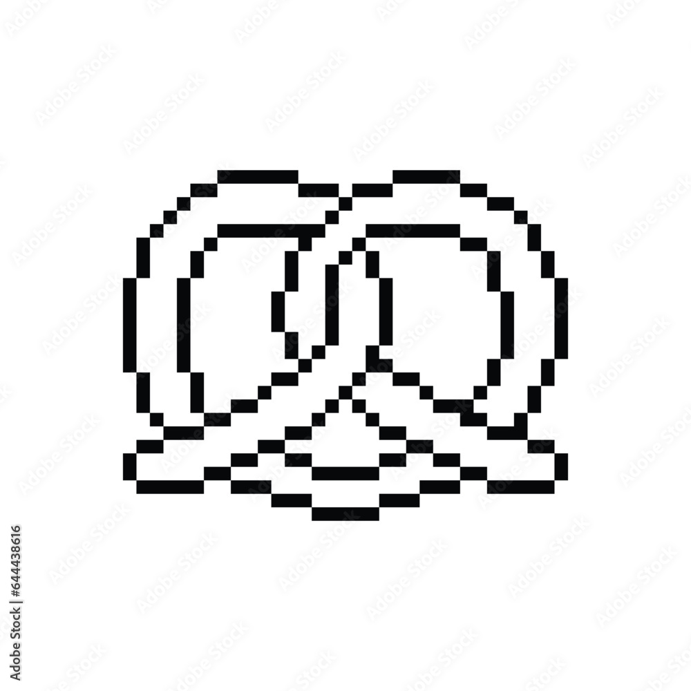 pixel pretzel icon. Vector pixel art pretzel 8 bit game logo for ...