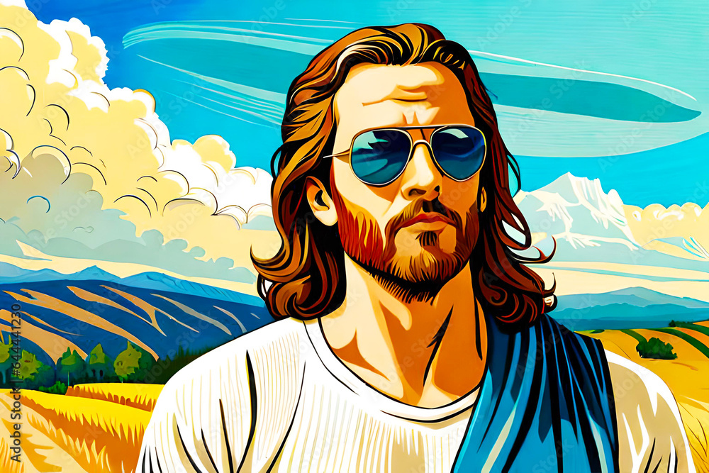 jesus christ in the sermon on the mount van gogh style, wearing ...