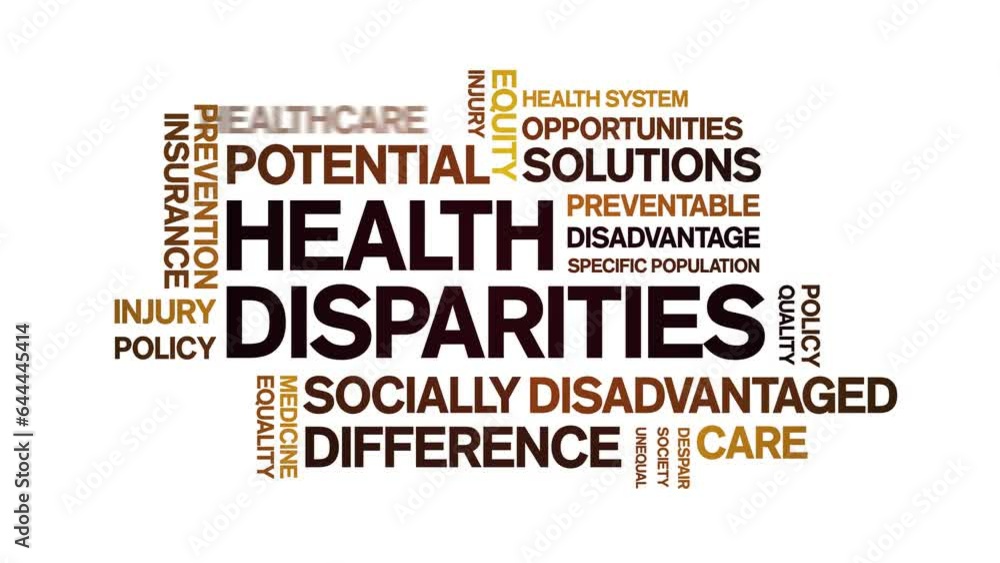 Health Disparities animated tag word cloud;text design animation ...