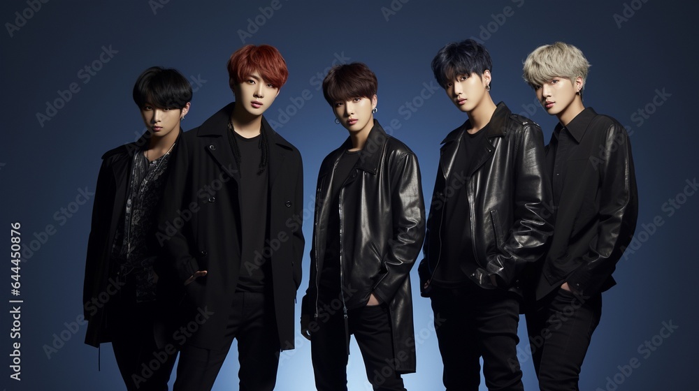 korean k-pop boys band posing in the studio Stock Photo | Adobe Stock
