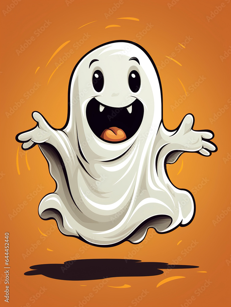 Cute funny happy ghost, Simple cartoon ghost, Cute Halloween ghost ...