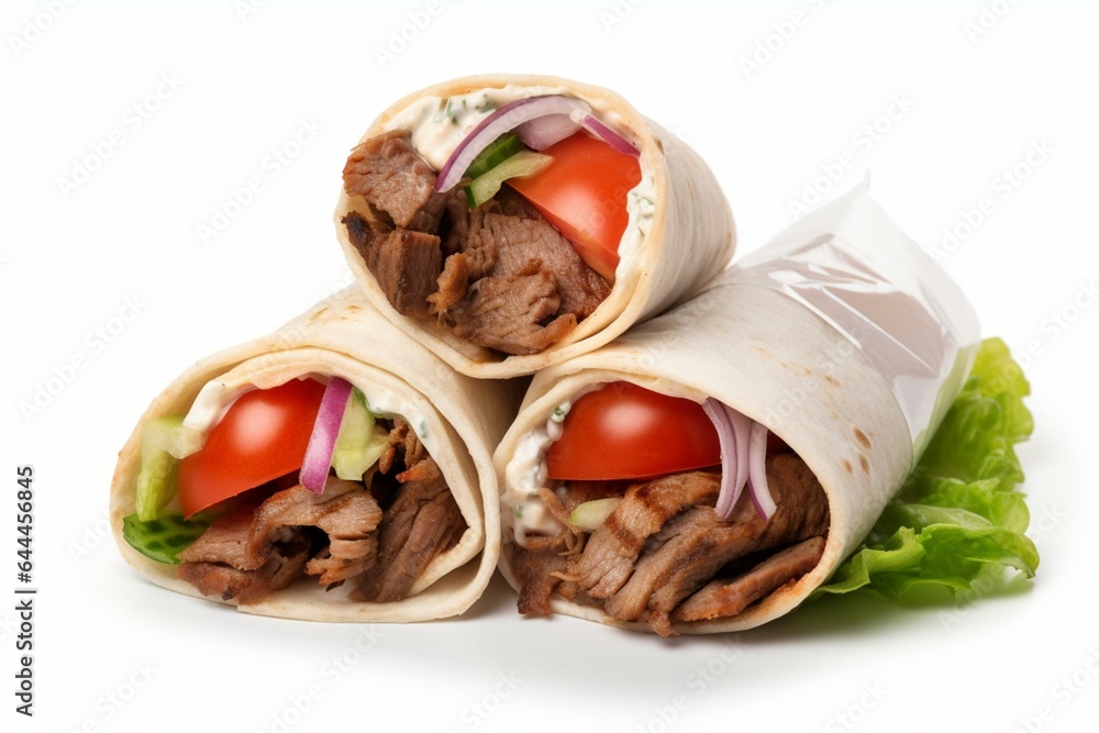 Transparent image of doner donair kebab wraps with meat, lettuce ...