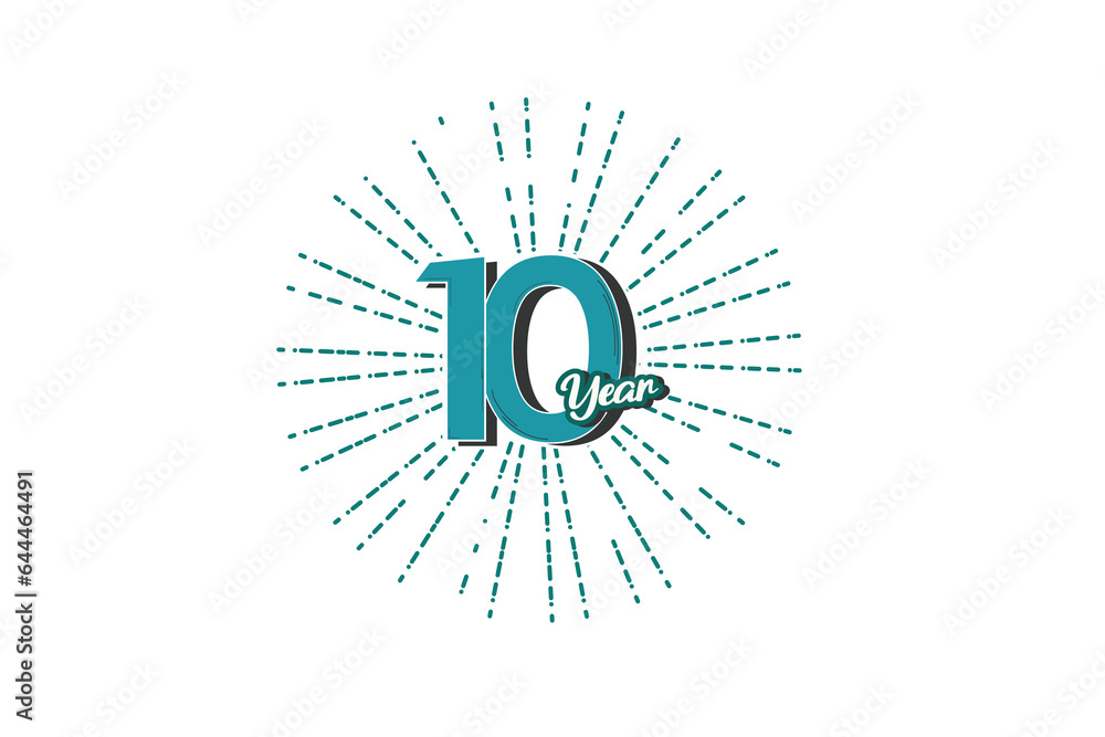 10th, 10 years, 10 year anniversary blue color number with line behind ...