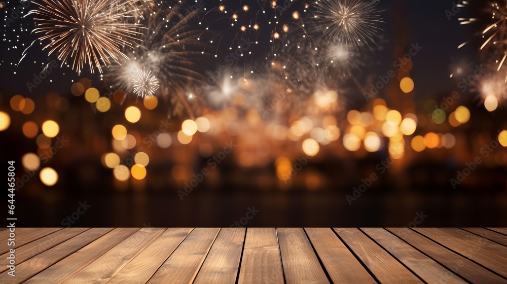 showcase background for a product presentation: empty wooden table ...