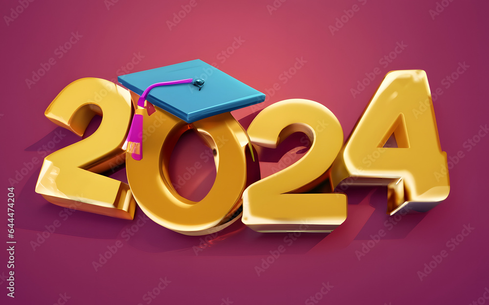 Class of 2024 with graduation cap for graduation education collage ...