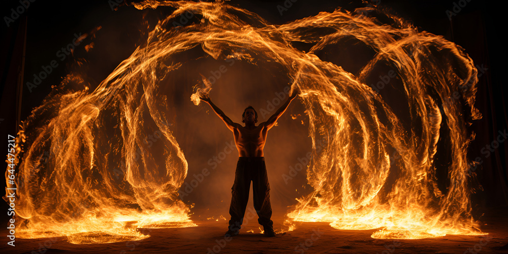 Amazing Fire Show flaming trails at night on beach,Wallpaper : men ...