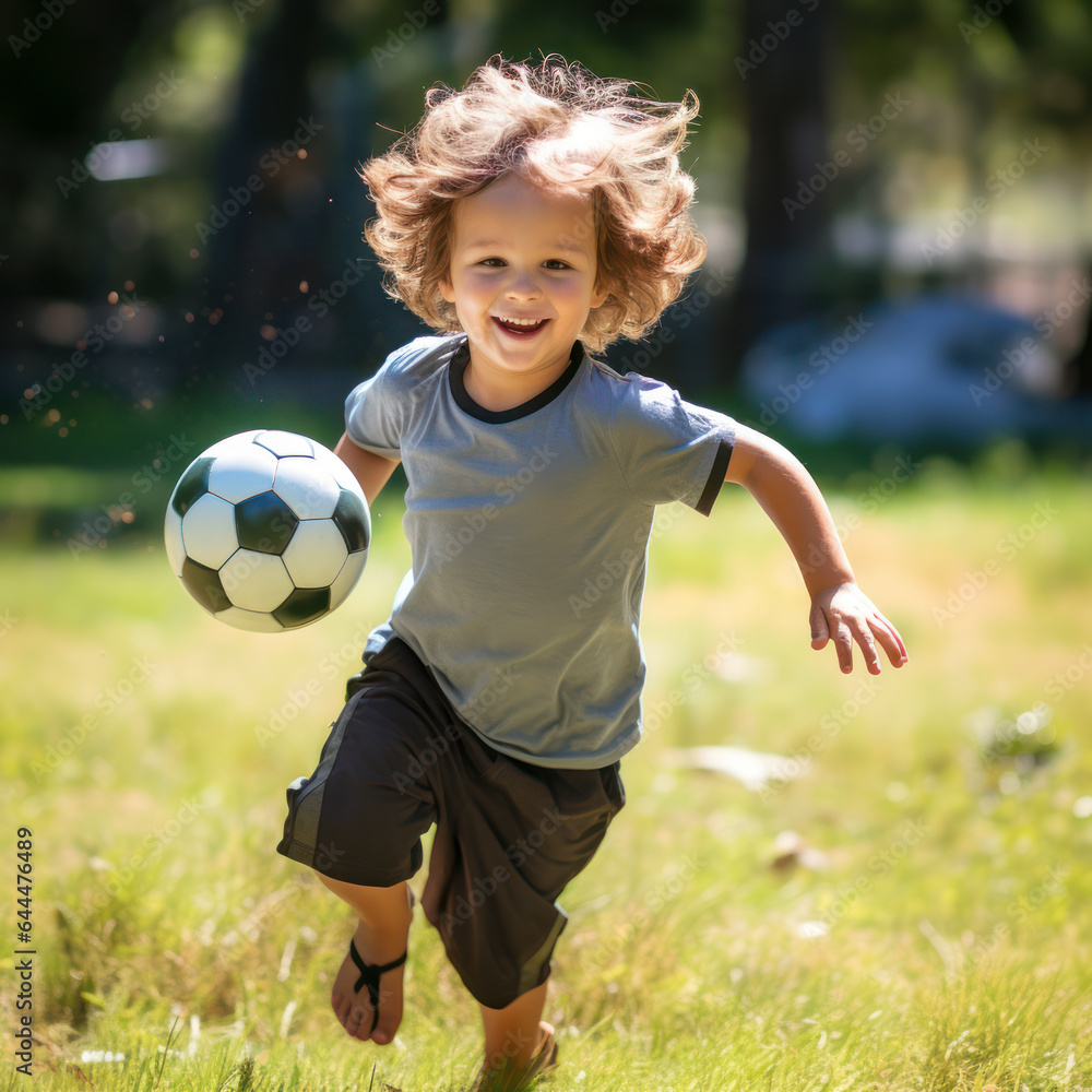 lifestyle photo humor a young child laughing with ball. Stock Photo ...