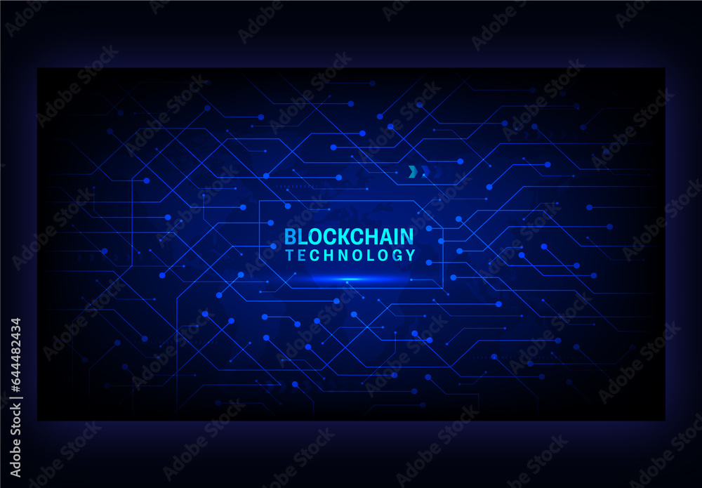 Blockchain Technology Concept, Abstract Glowing Circuit Board Lines ...