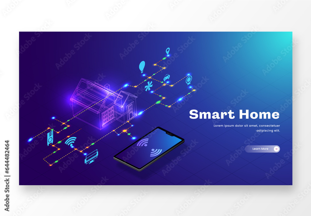 Web Banner or Landing Page Design with Smart Home Automation System ...